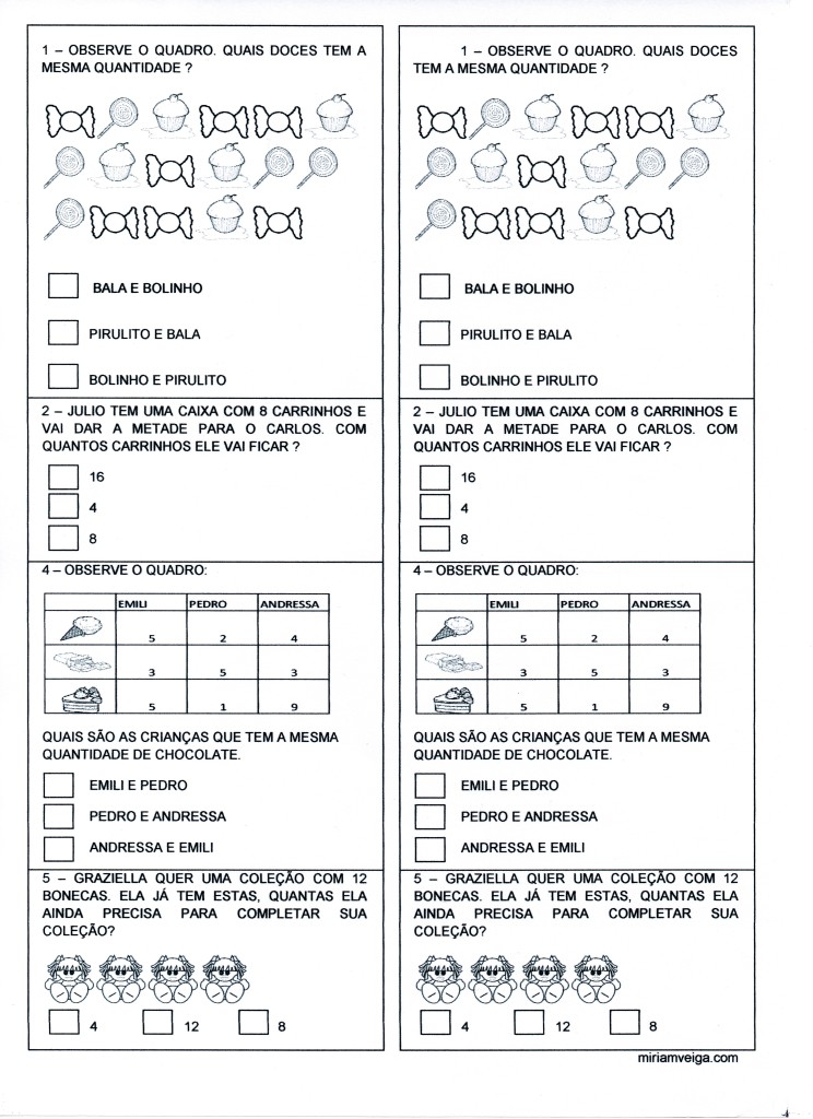 Atividade de matemática teste 1 · Alfabetização Blog