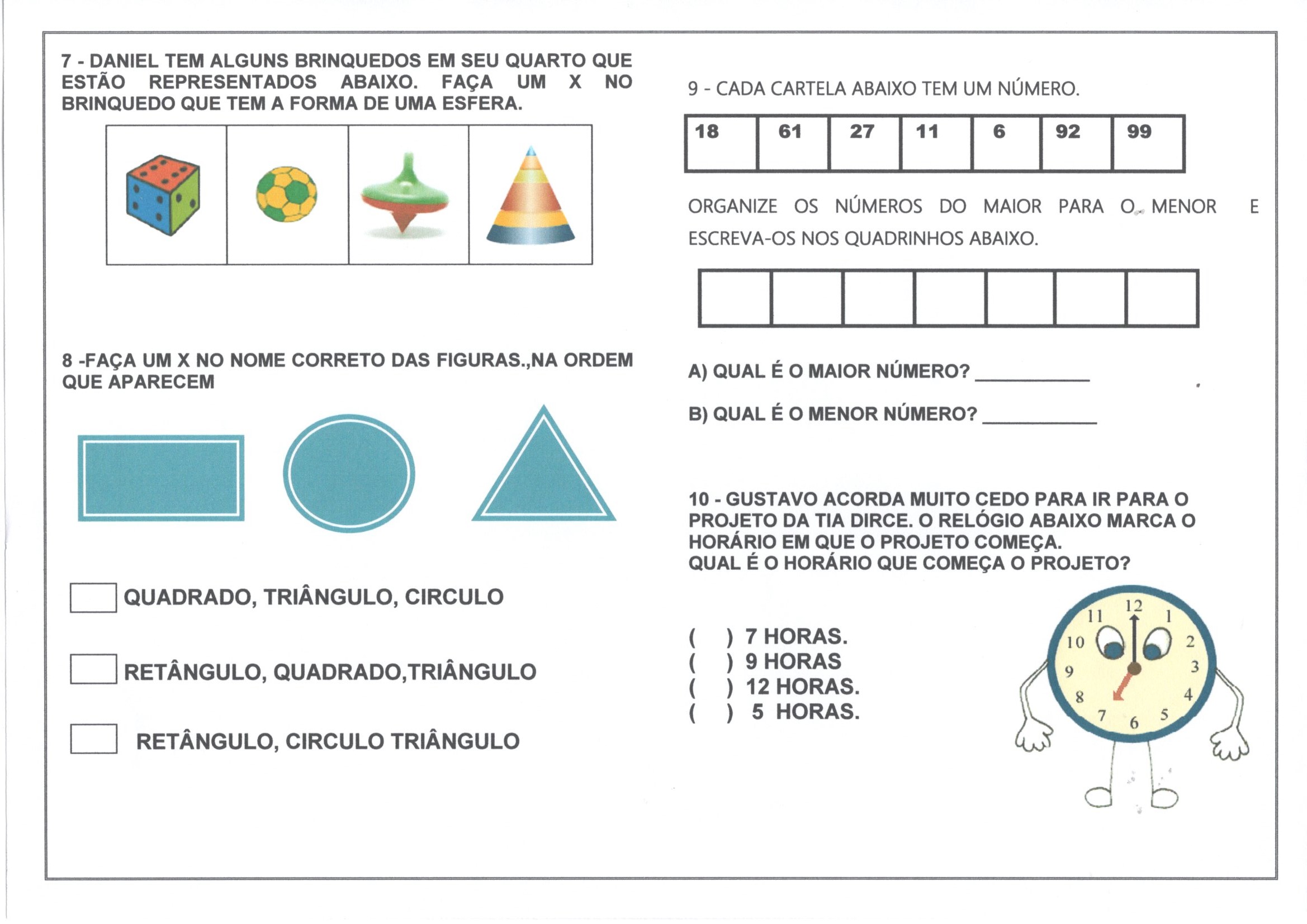 Avaliação Diagnóstica 2 Ano Matemática Para Imprimir Retoedu
