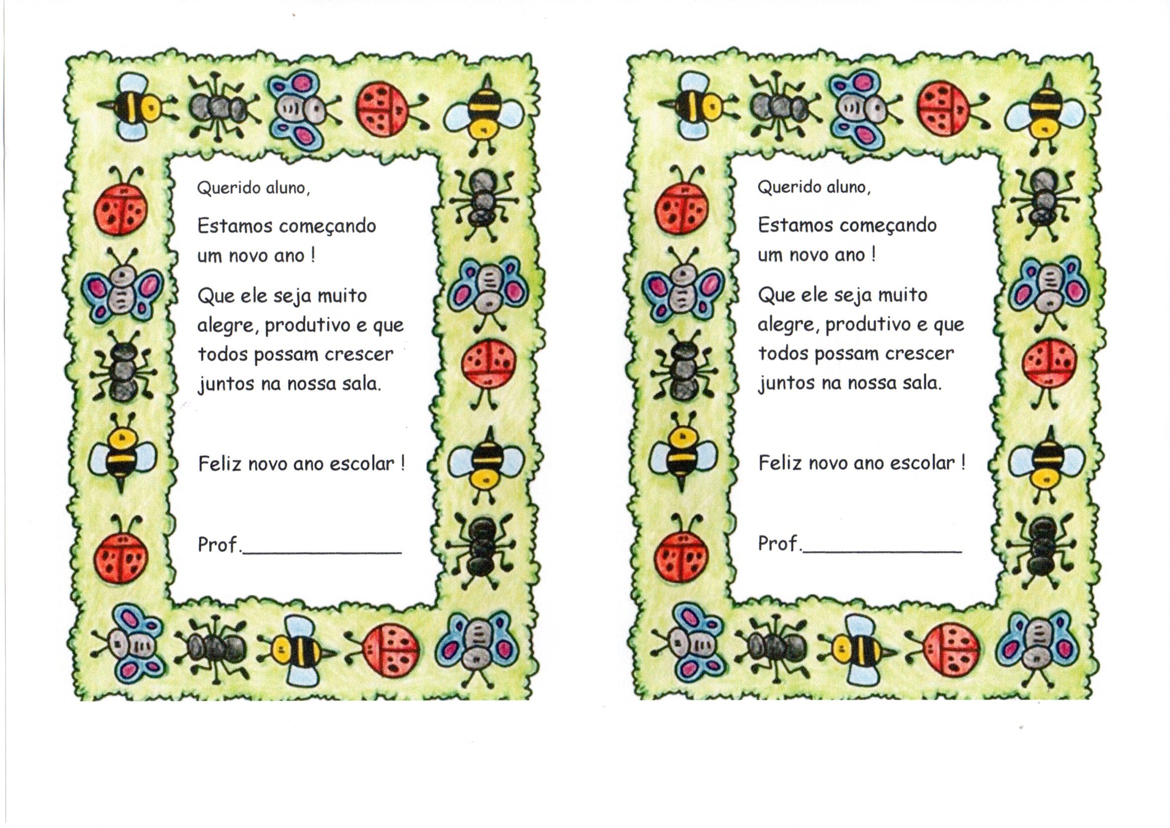 💖Cartão de início de ano escolar · Alfabetização Blog