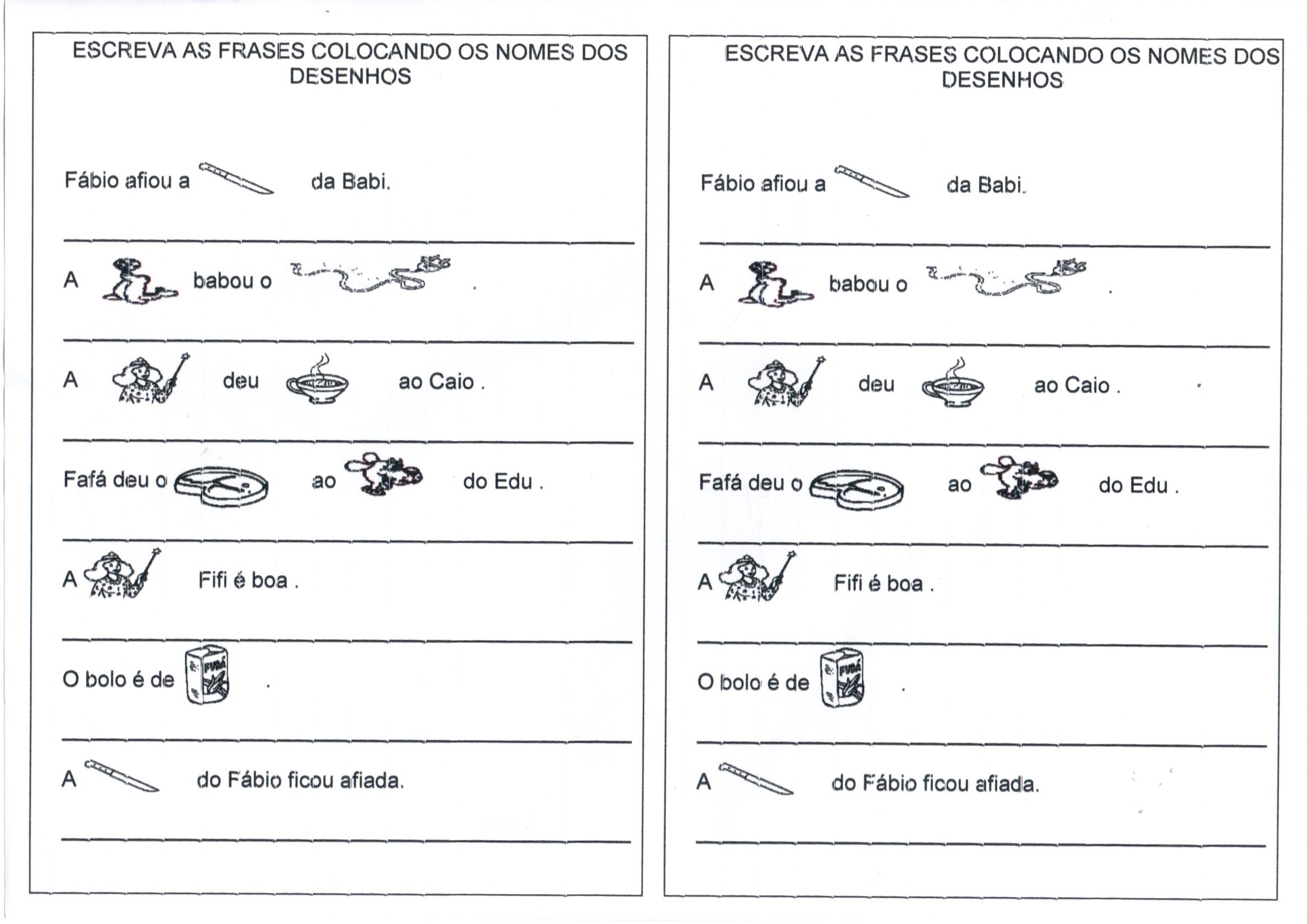 💖Troque o desenho pela palavra-Escreva as frases · Alfabetização Blog