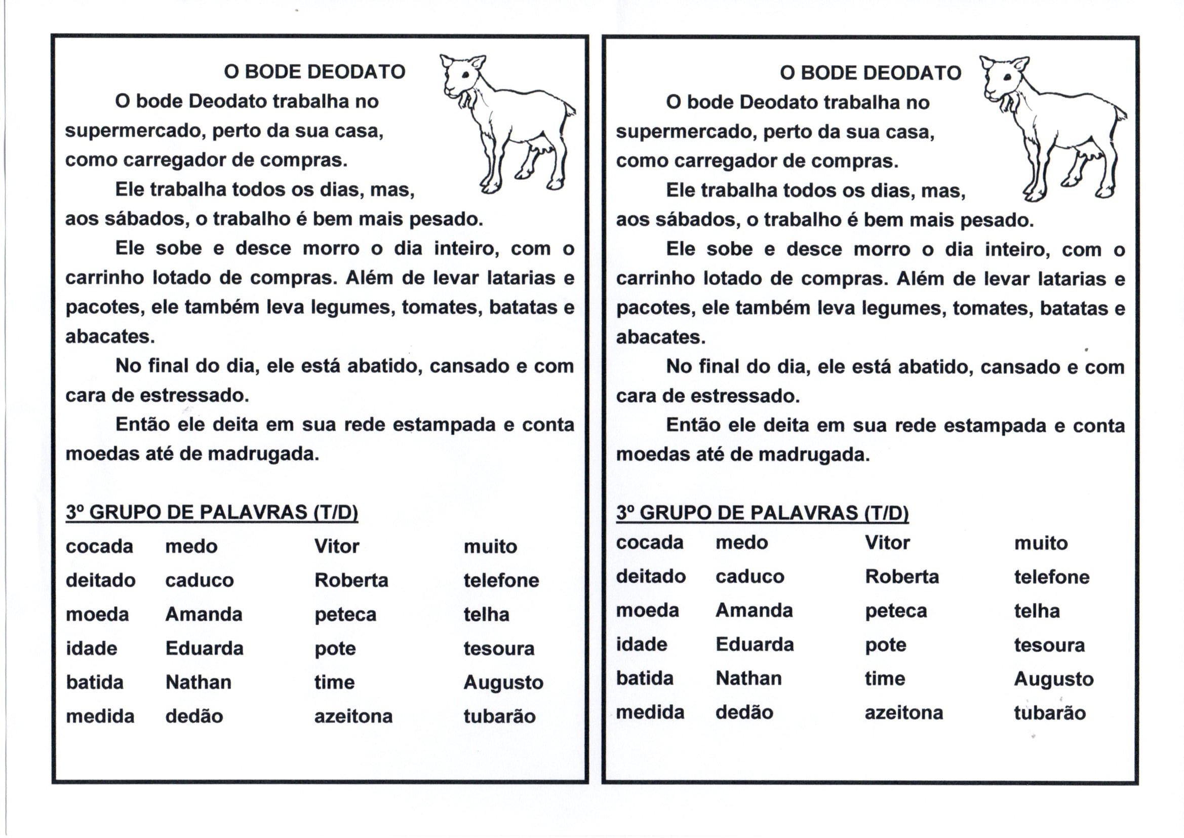 💖Ortografia Consoantes T-D O Bode Deodato · Alfabetização Blog