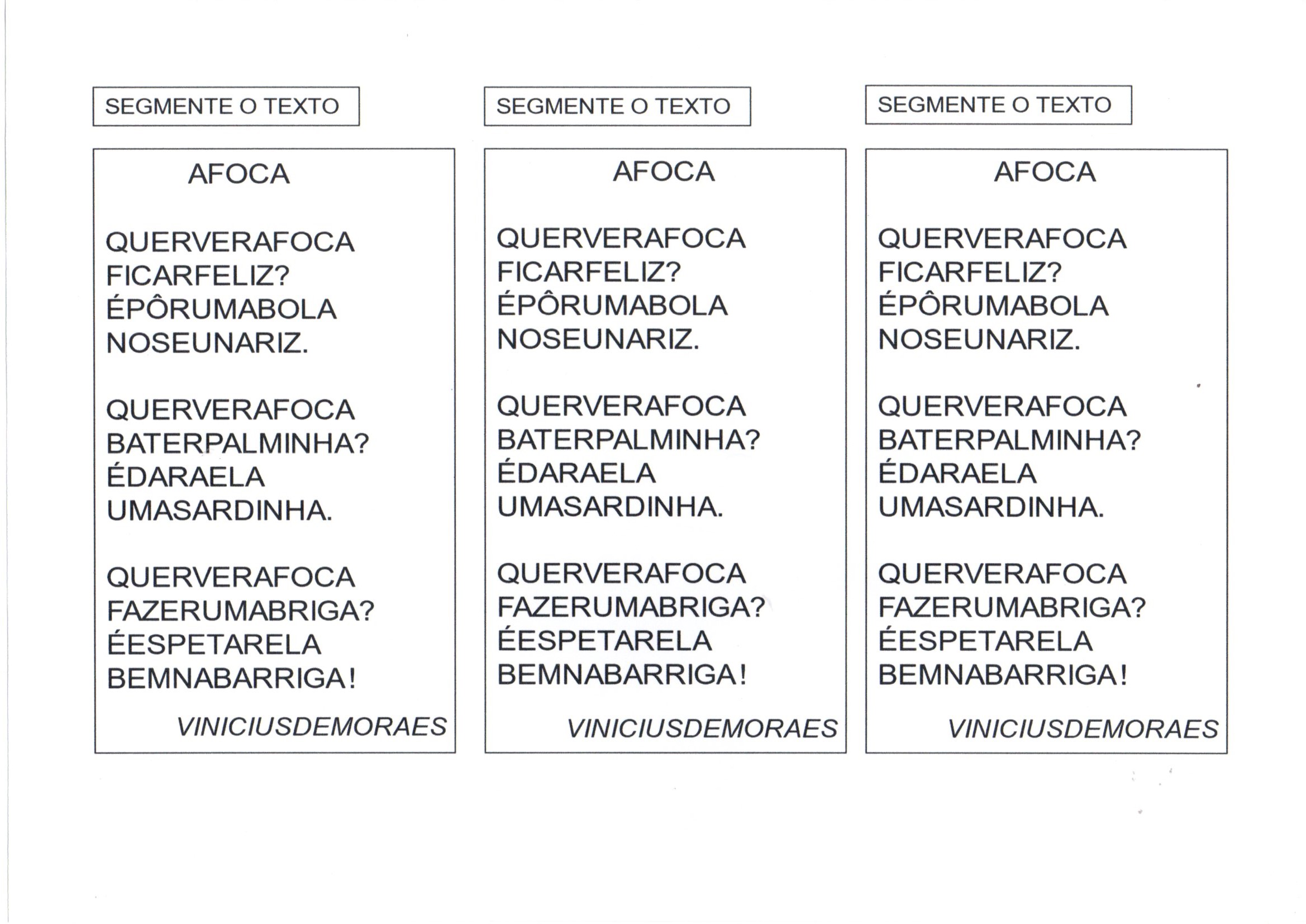 💖Segmentação de texto-A foca · Alfabetização Blog