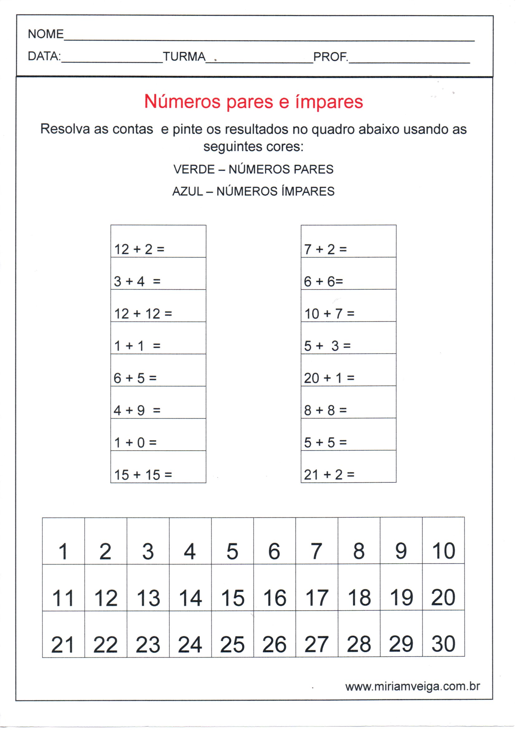 Numeros Pares E Impares