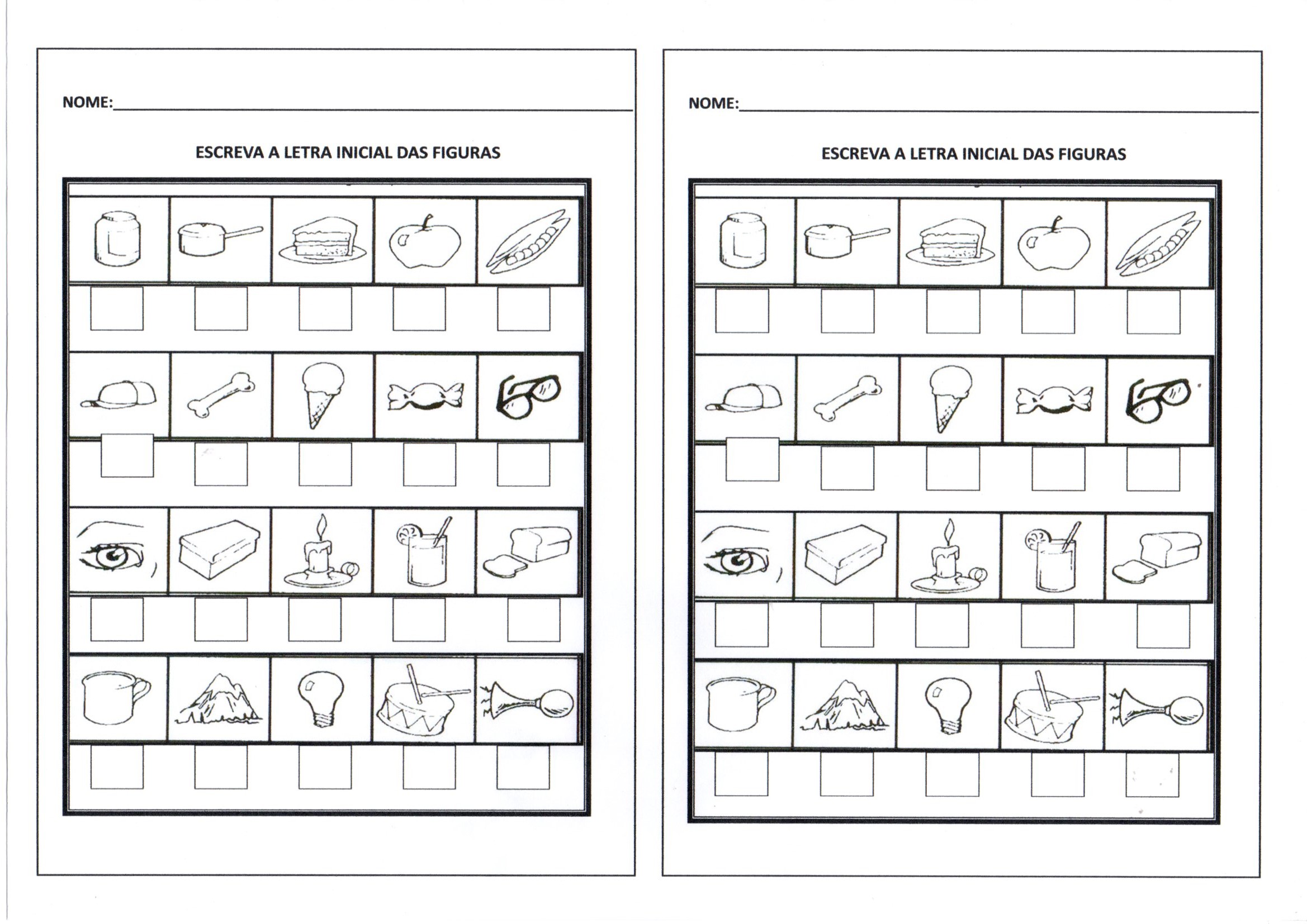 💖Escreva a letra inicial das figuras · Alfabetização Blog