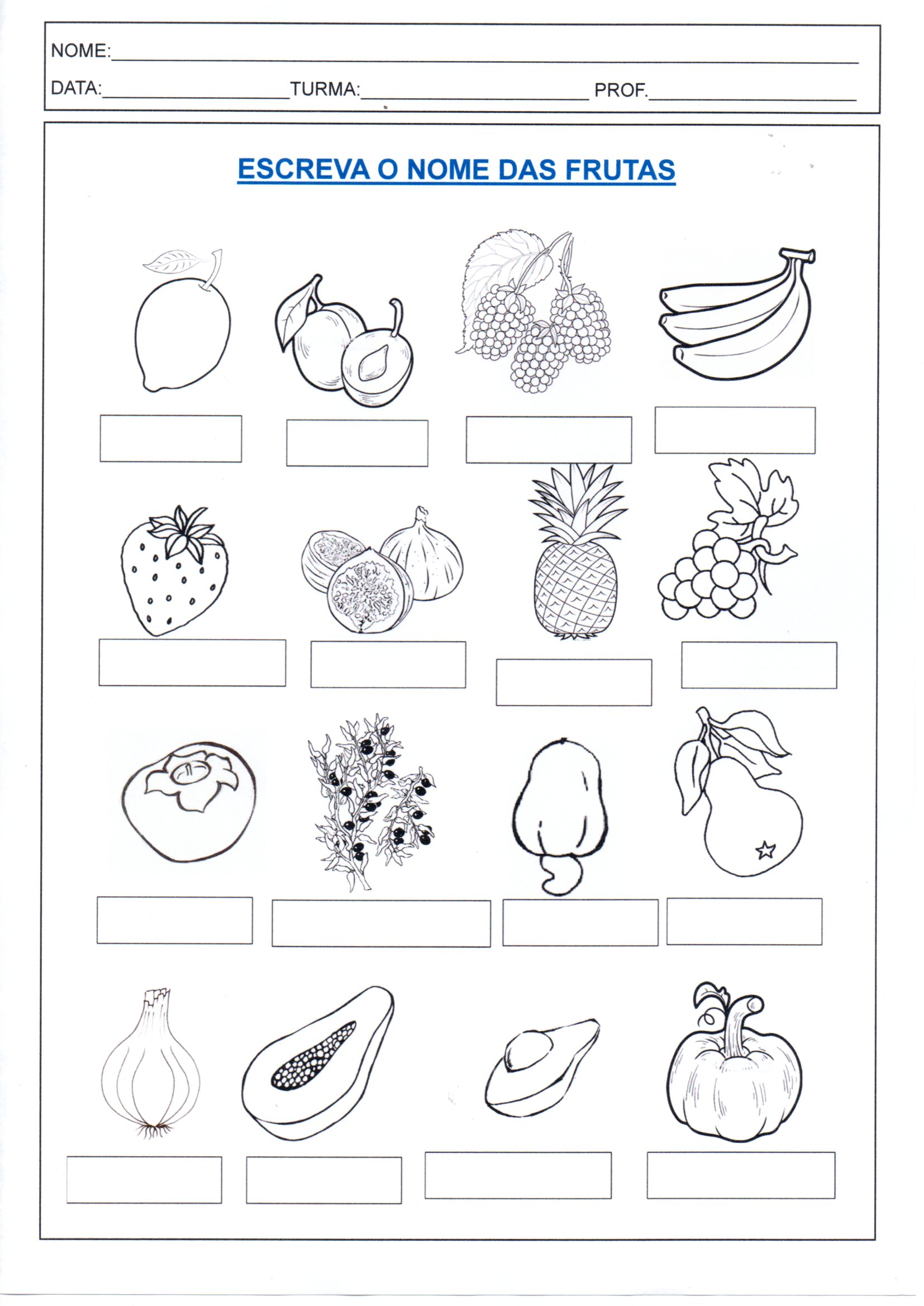 💖Escreva o nome das frutas · Alfabetização Blog