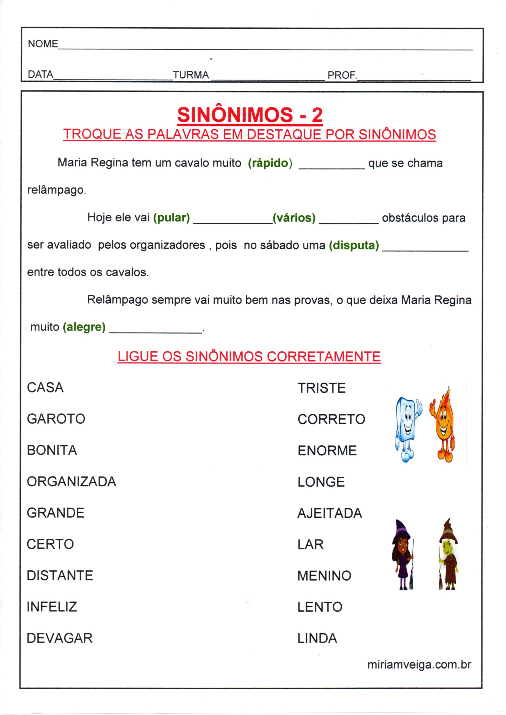 💖Atividade de Sinônimos Parte 2 · Alfabetização Blog